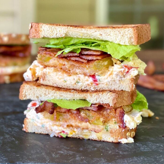 Fried Green Tomato BLT with Homemade Pimento Cheese