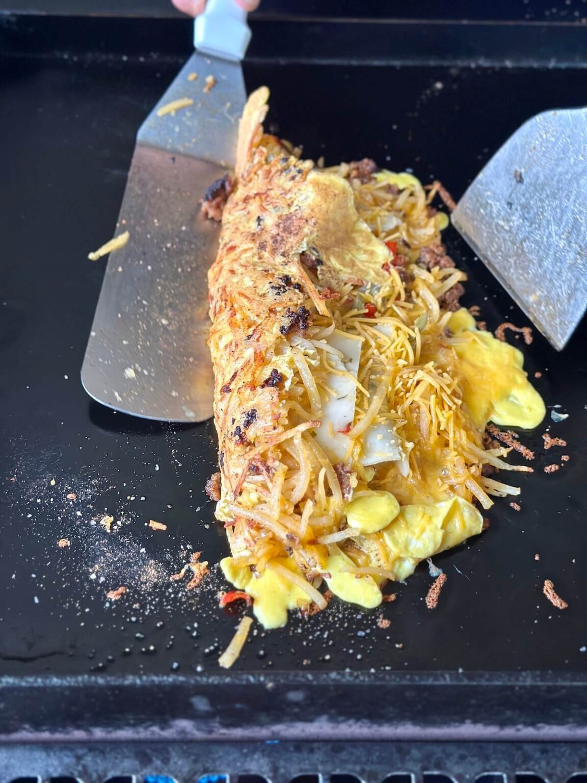 Southwest Hash Brown Omelette On The Griddle The Flat Top King
