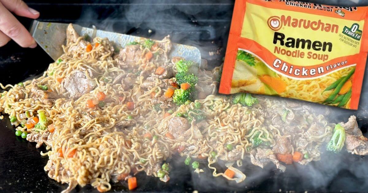 Easy Ramen Noodle Stir Fry with Pork - The Flat Top King