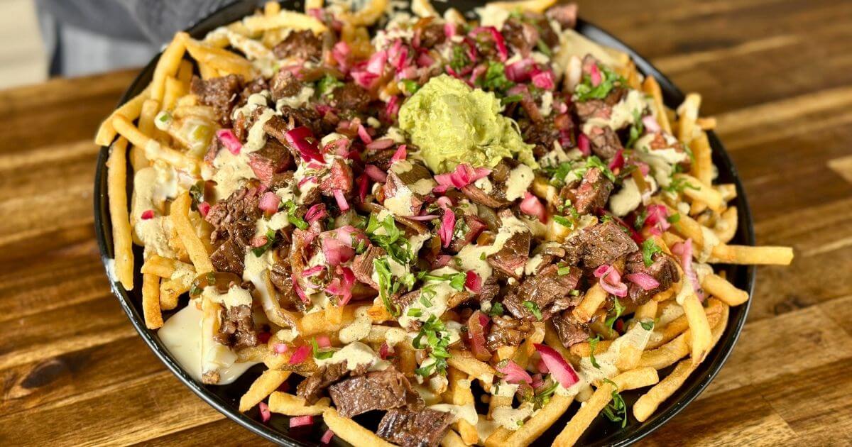 Carne Asada Fries with Homemade Marinade and Queso - The Flat Top King